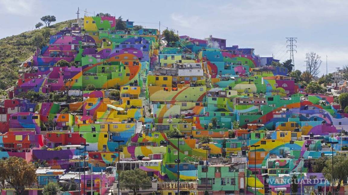 Un enorme mural colorea a Las Palmitas, barrio de Pachuca