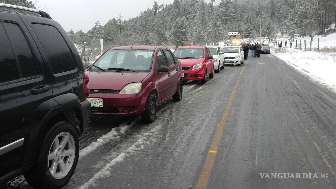 Turistas disfrutan de la nieve en Arteaga