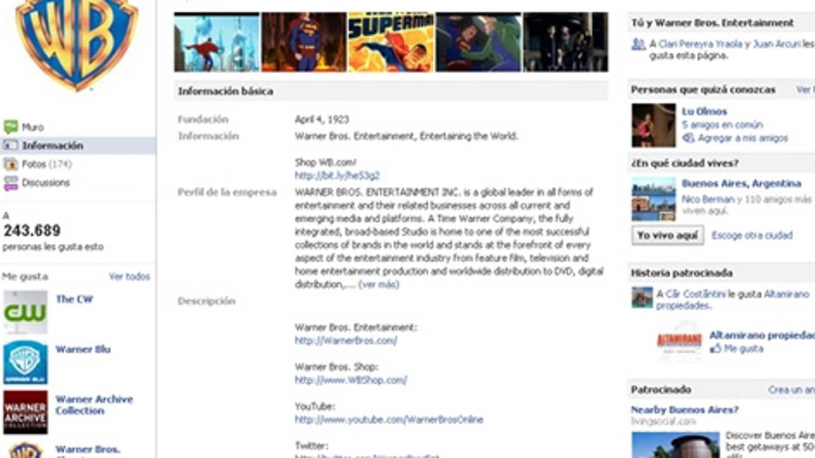 Warner distribuye películas a través de Facebook