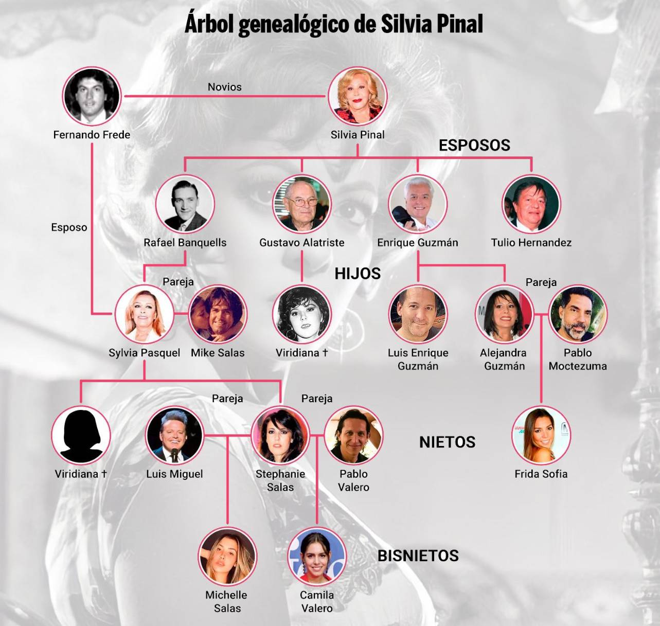 Árbol genealógico de Silvia Pinal... Ellos son los integrantes de su ...