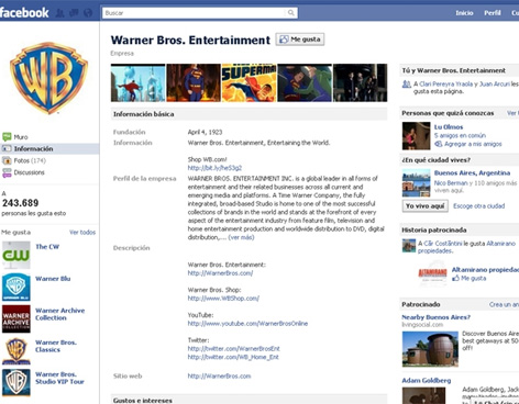 Warner distribuye películas a través de Facebook