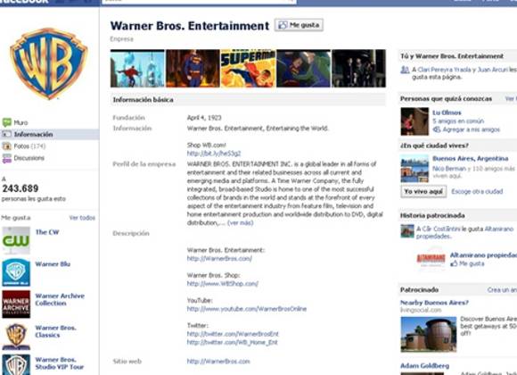 Warner distribuye películas a través de Facebook