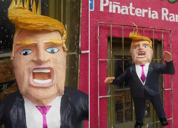 Ya puedes agarrar a palos a Donald Trump; lanzan su piñata