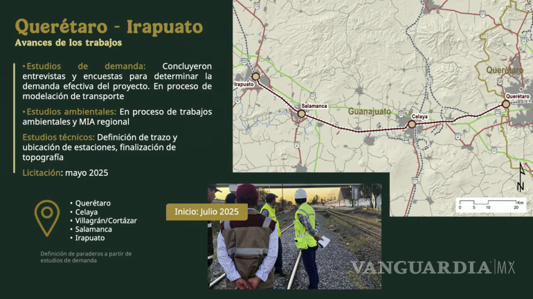 Avanza el proyecto del tren de pasajeros Saltillo - Nuevo Laredo; presentan paraderos preliminares