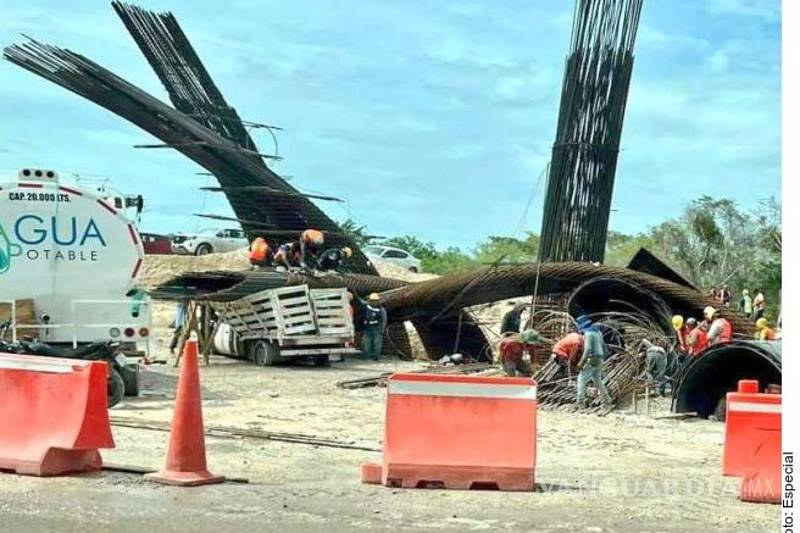 Reportan colapso de estructura en Tren Maya por lluvias