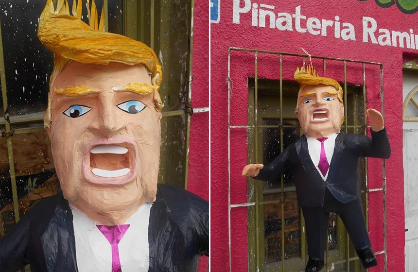 Ya puedes agarrar a palos a Donald Trump; lanzan su piñata